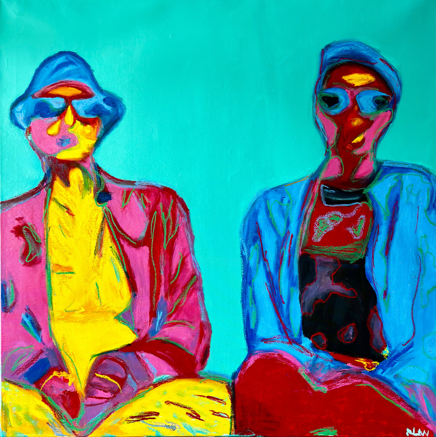 Couple 8 Acrylic And Oil On Canvas, Peinture par Alan Chac | Artmajeur