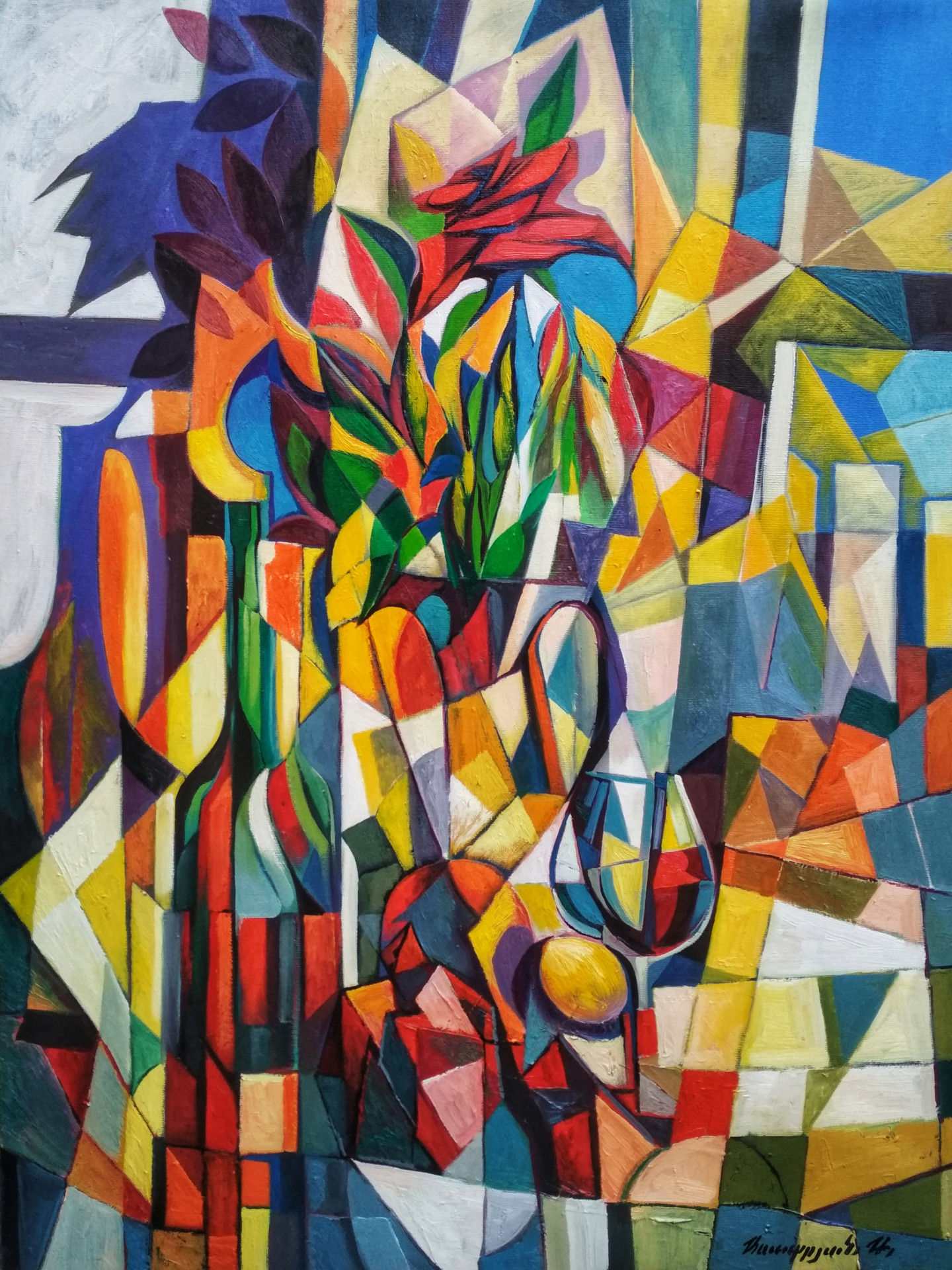Still Life With Roses (60X80Cm, Cubism, , Painting by Artsrun Asatryan ...