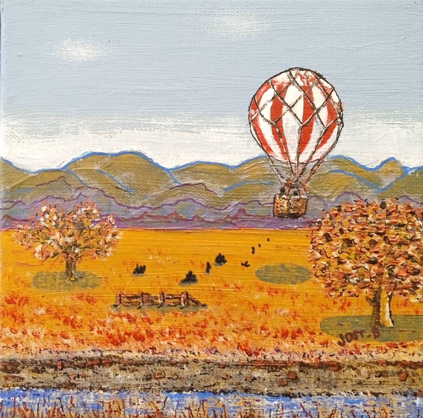 La Montgolfière ., Peinture par Bertrand Jost | Artmajeur