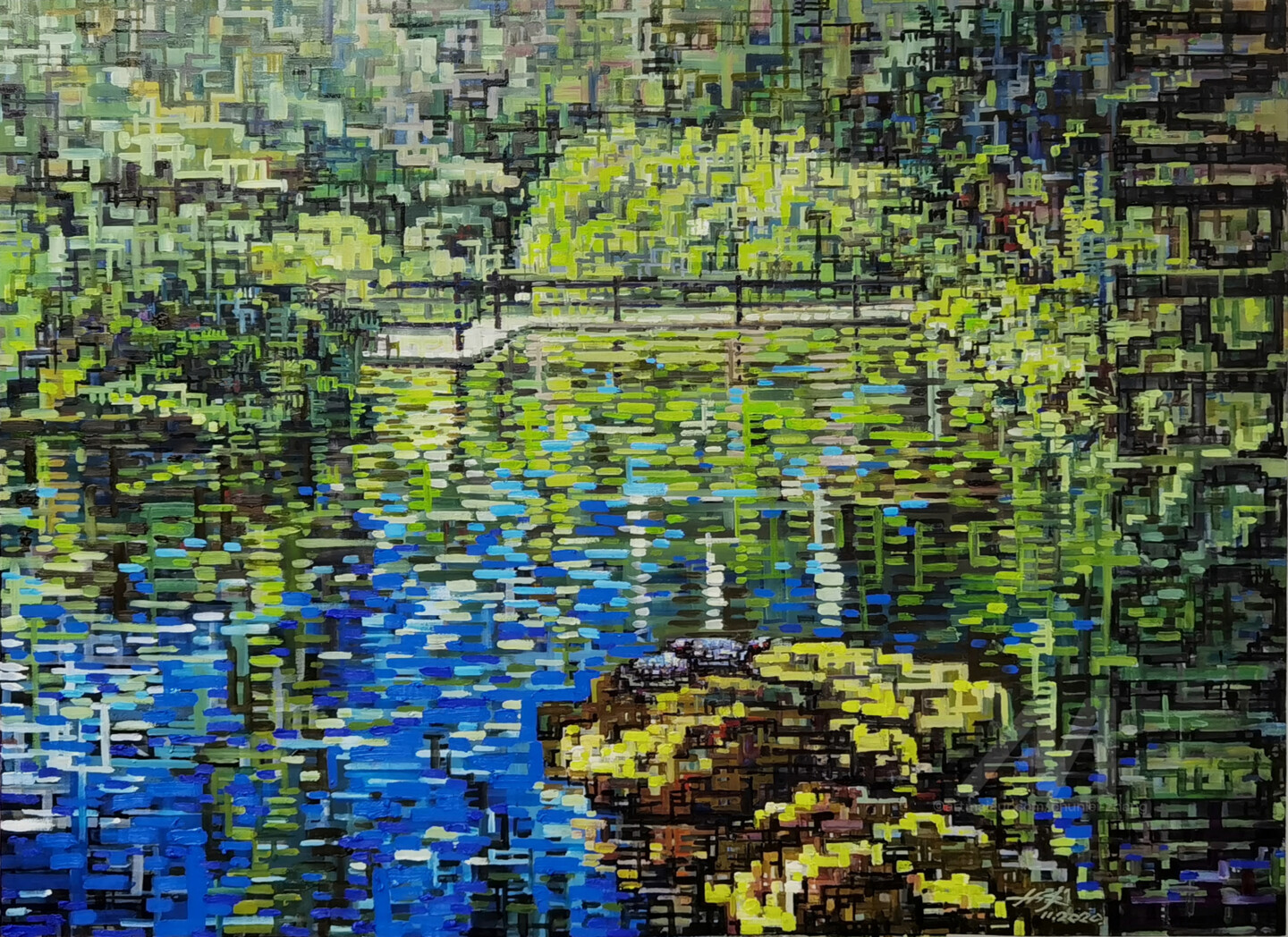 By The Pond 池塘边, Peinture par Chunlei Zhang | Artmajeur