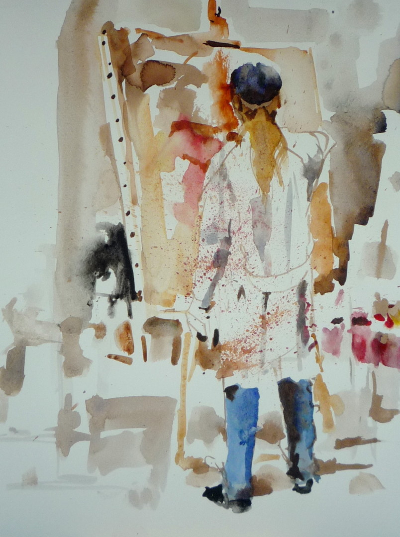 Femme Peignant Un Canevas Sur Chevalet, Peinture par Émile Thibaut | Artmajeur