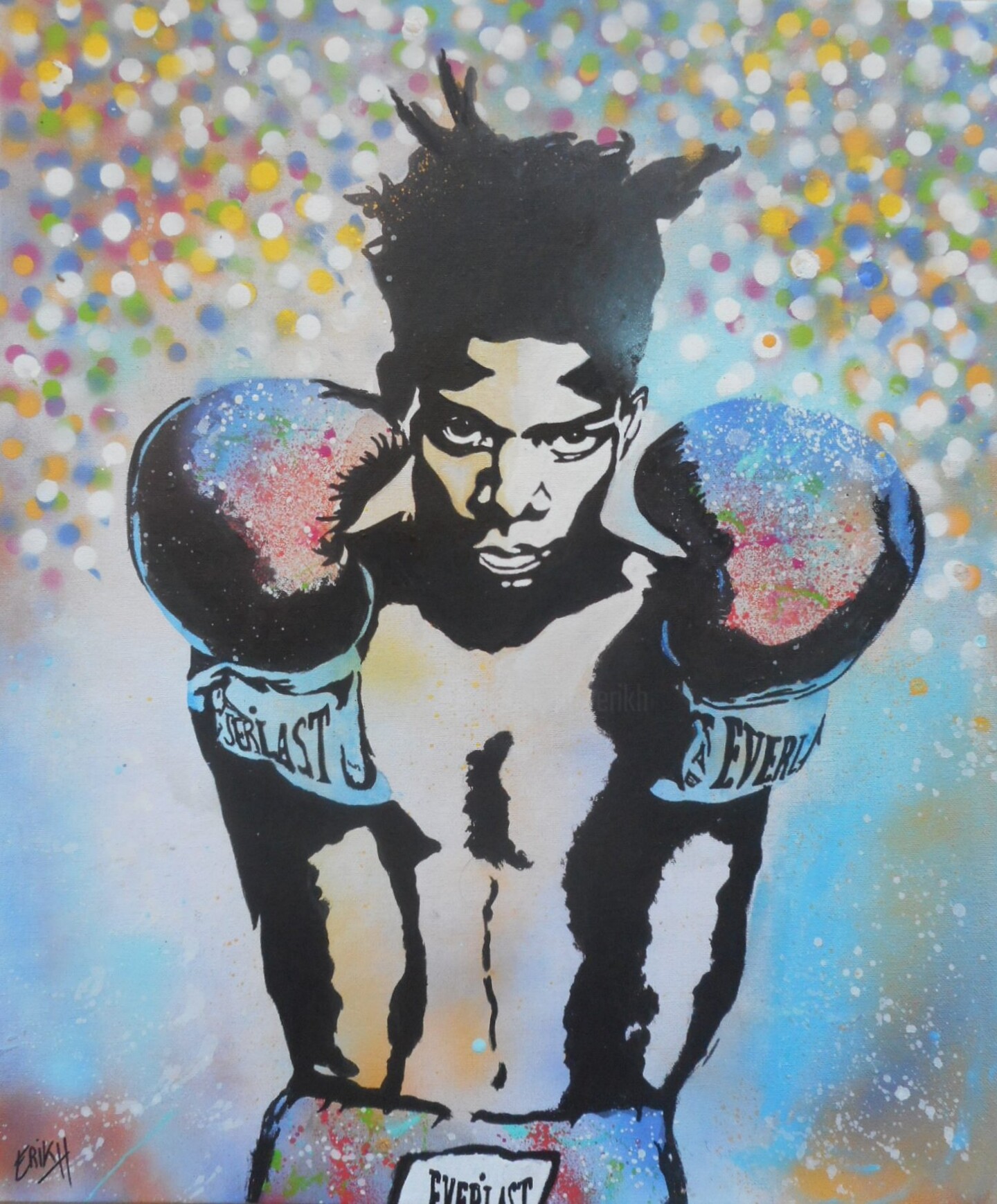 Jean-Michel Basquiat Boxing Still, Painting by Erik Hils | Artmajeur