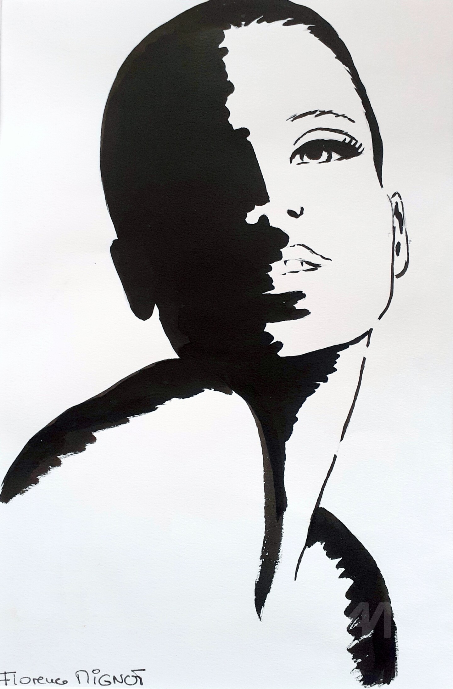 Portrait Dessin Encre De Chine, Peinture par Florence Mignot | Artmajeur
