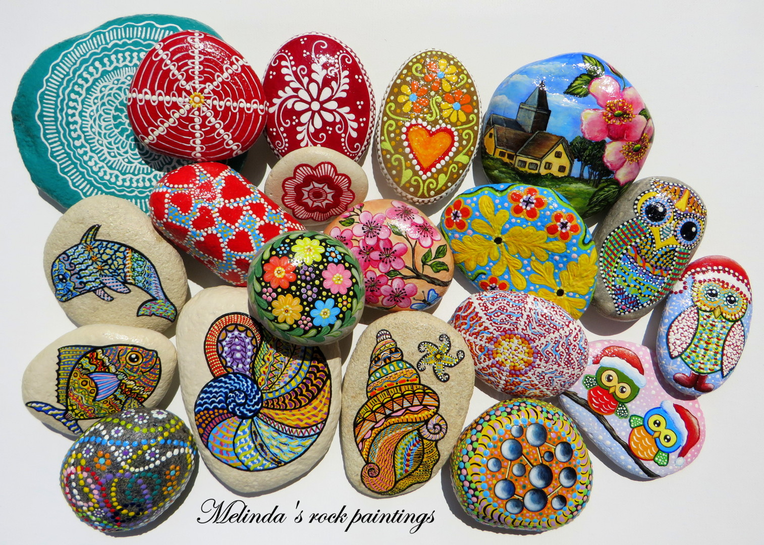 Colorful Stones, Painting by Melinda Gaspar | Artmajeur