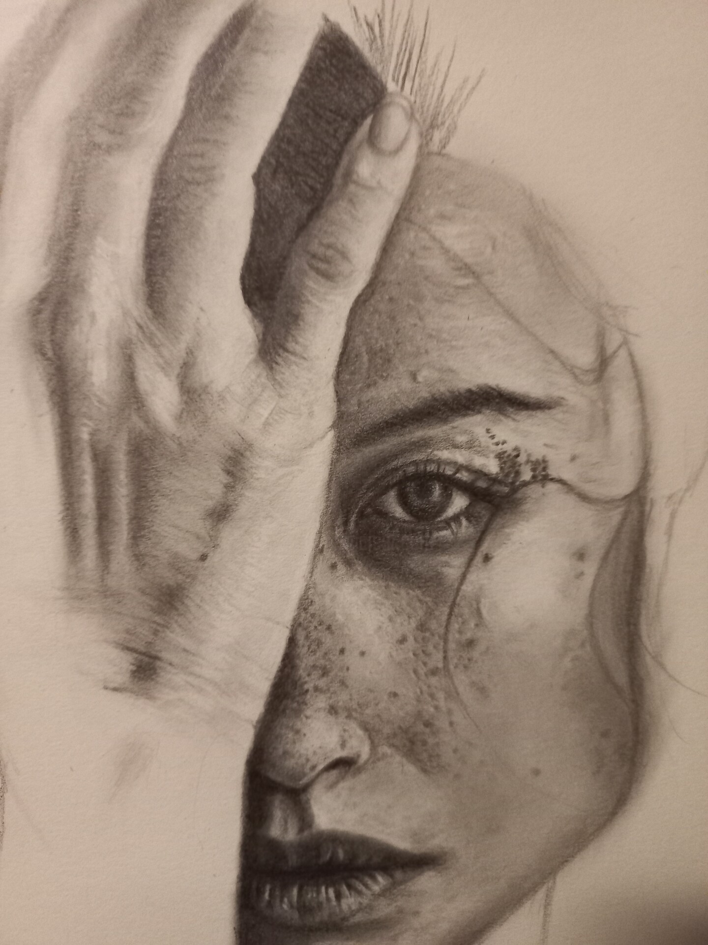 Portrait Femme, Drawing by Hala Dayoub | Artmajeur