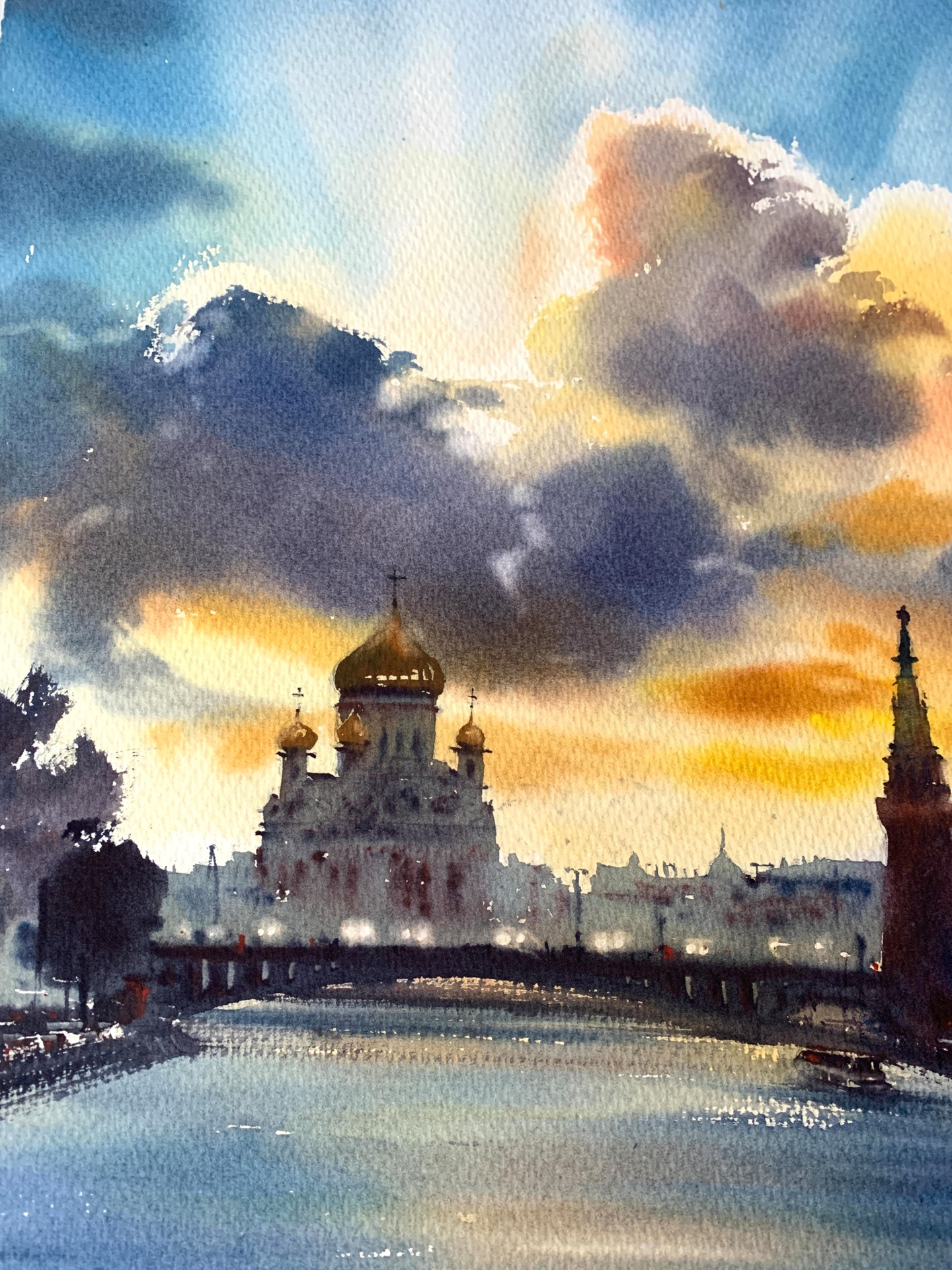 Sunset Over Moscow #2, Painting by Eugenia Gorbacheva | Artmajeur
