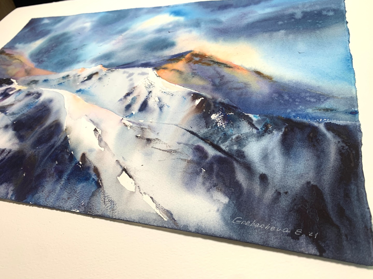 Snowy Mountains #7, Painting by Eugenia Gorbacheva | Artmajeur