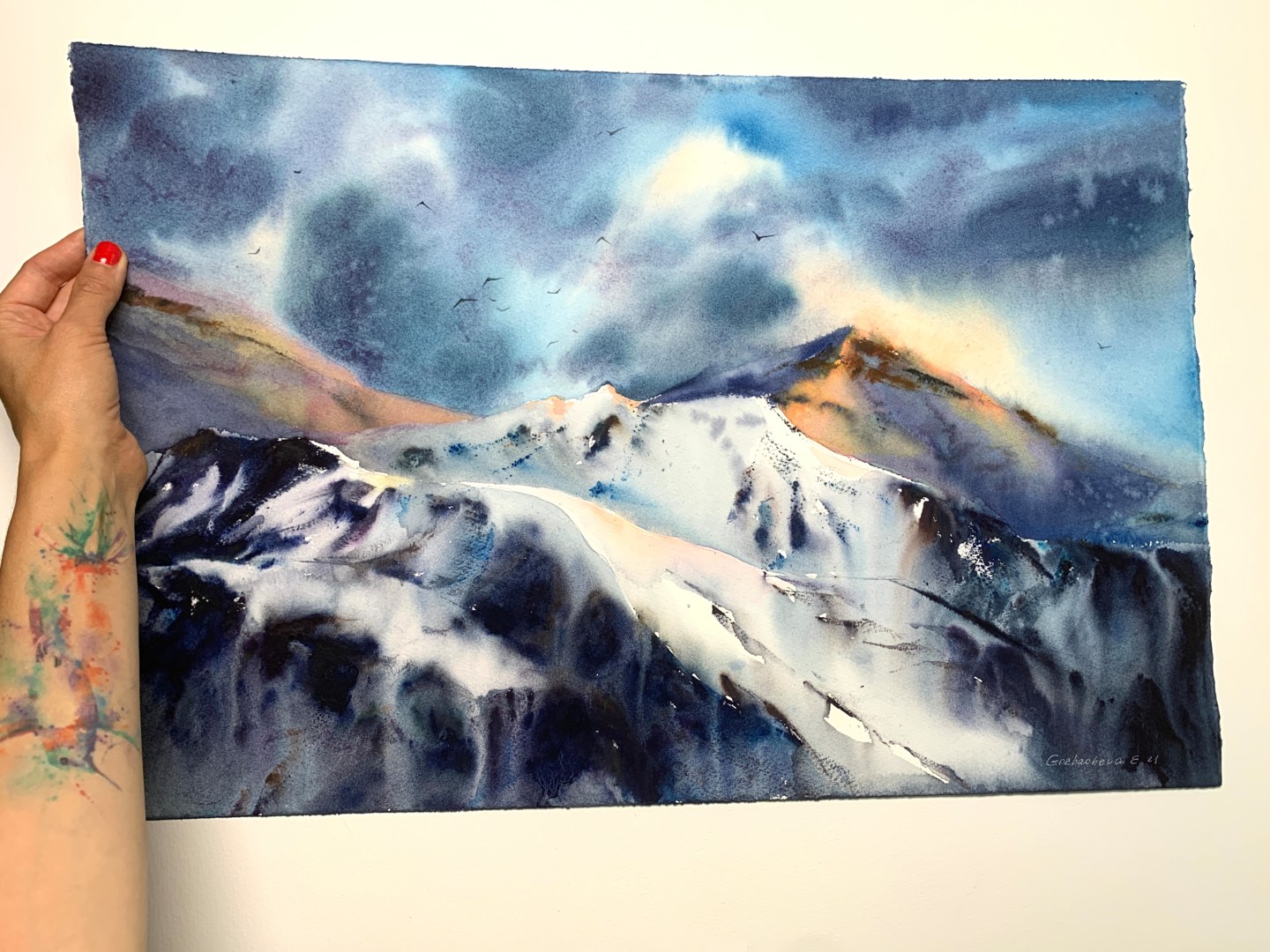 Snowy Mountains #7, Painting by Eugenia Gorbacheva | Artmajeur