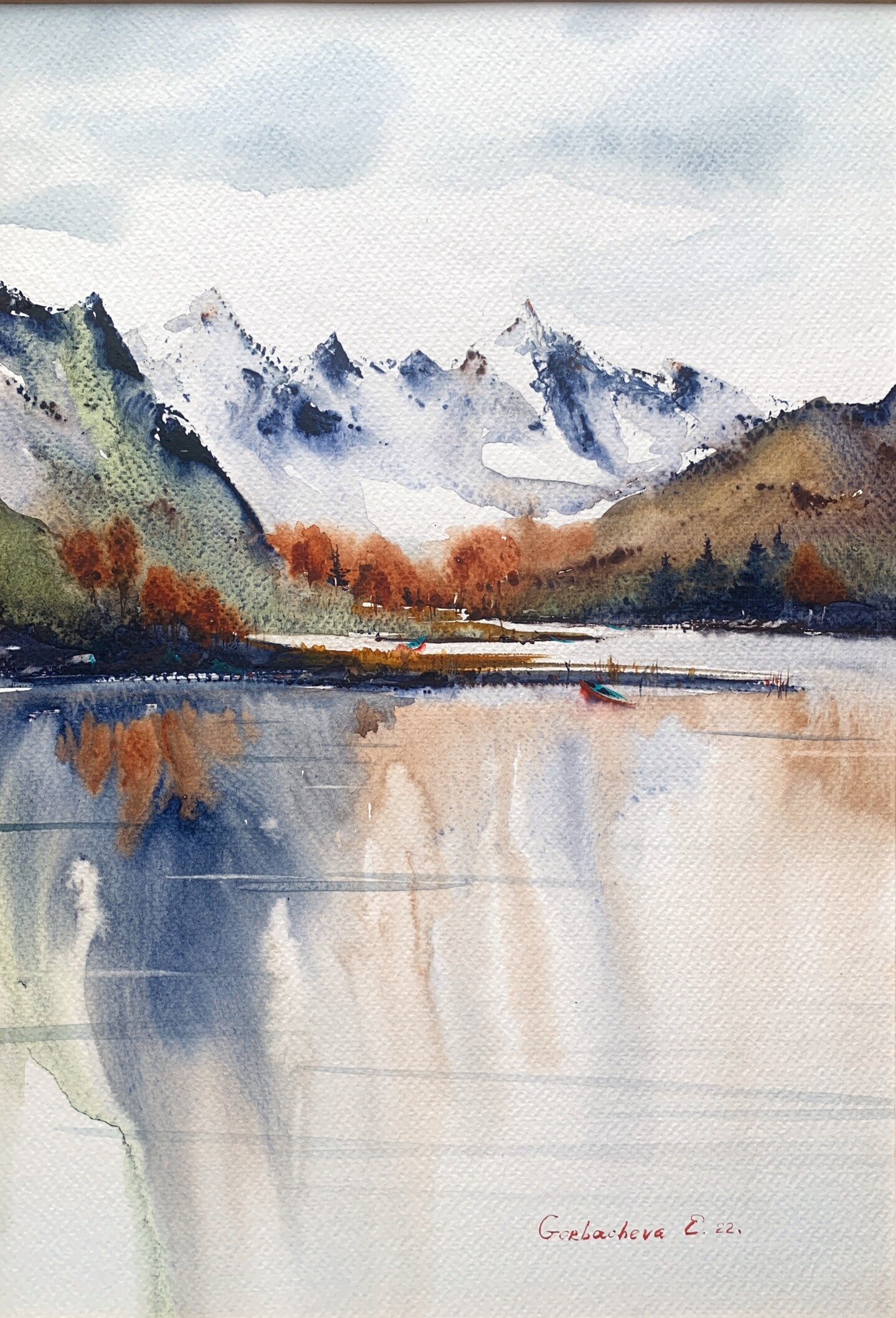 Mountain Lake #23, Peinture par Eugenia Gorbacheva | Artmajeur