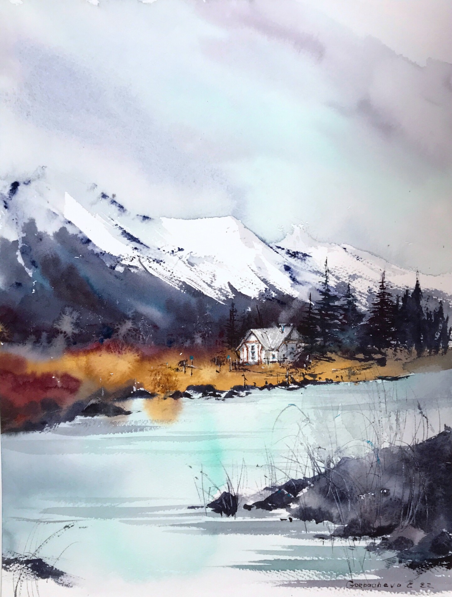House In The Mountains #6, Картина - Eugenia Gorbacheva | Artmajeur
