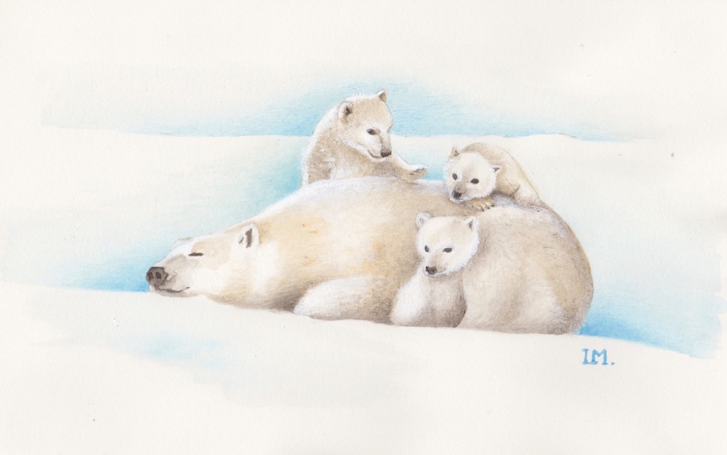 Timbres Collector Ours Polaire 2, Painting by Isabelle Molinard | Artmajeur