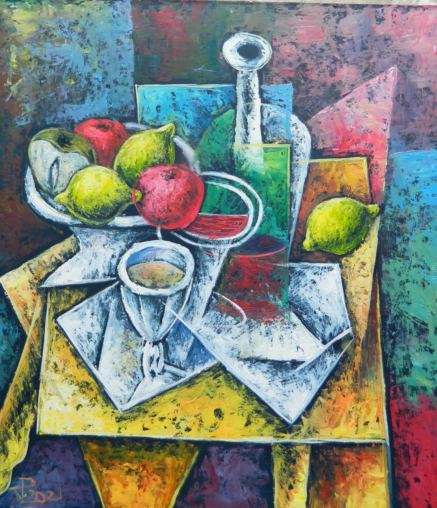 Cubism Still Life With Lemon, 绘画 由Jiří Petr | Artmajeur
