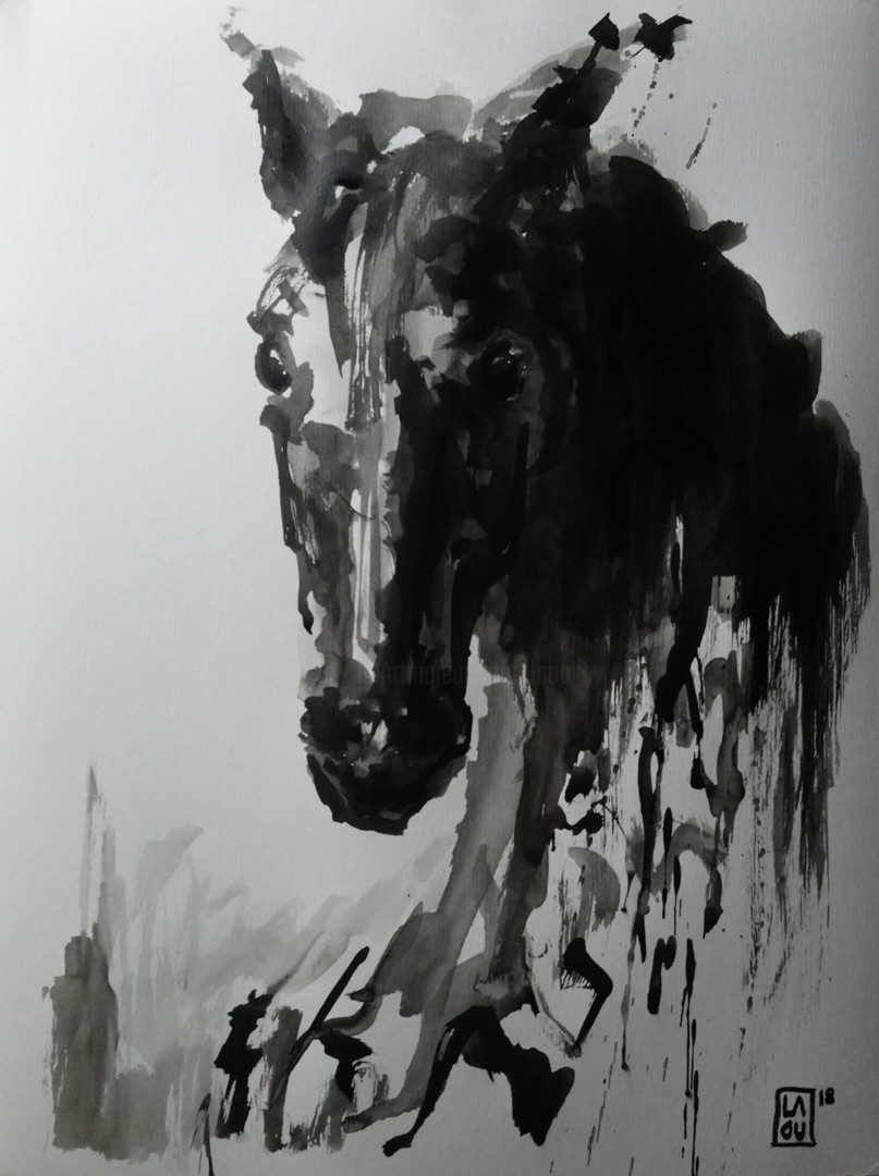 Horse : L164, Drawing by Laou | Artmajeur