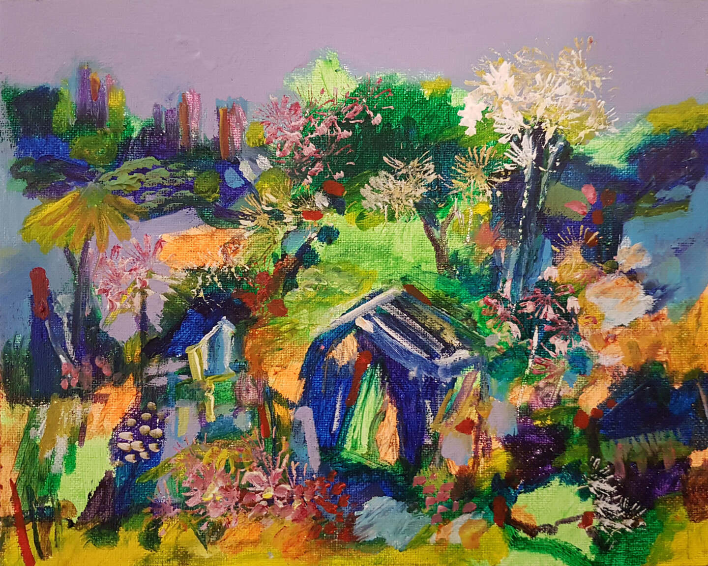 Paysage À La Femme Debout, Schilderij door Muriel Cayet | Artmajeur