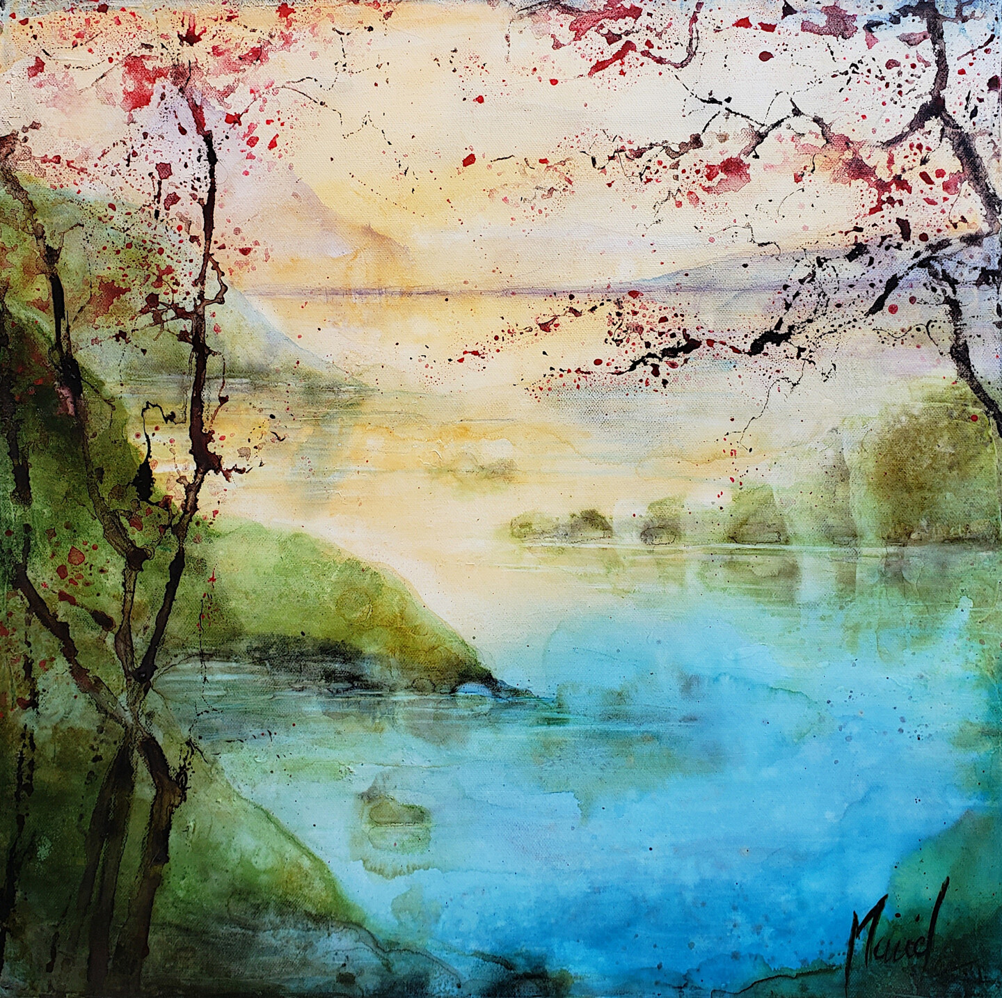 Crépuscule Sur Le Lagon, Peinture par Muriel Mougeolle | Artmajeur