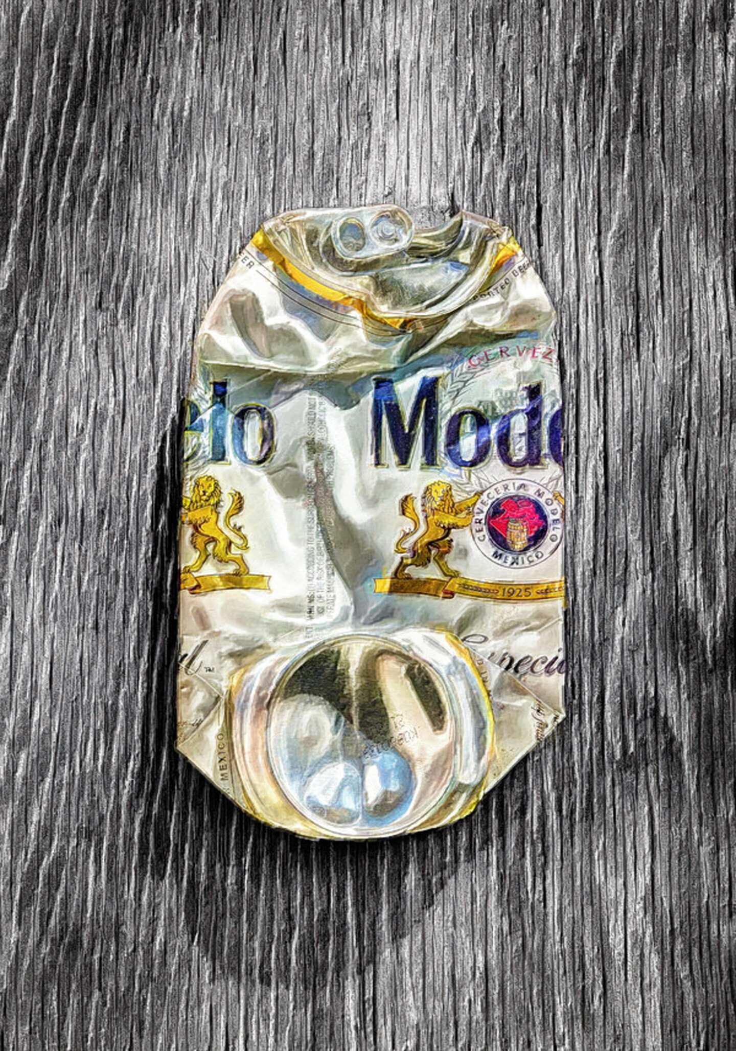 Modelo Crushed Beer Can, Pintura por Tony Rubino | Artmajeur