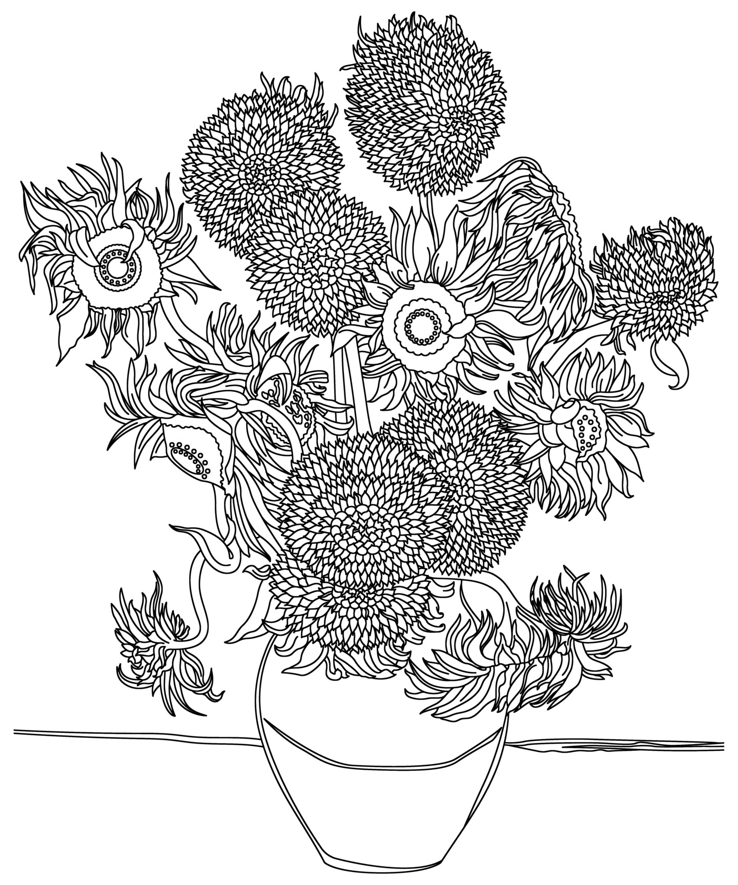 Sunflower Coloring Page Van Gogh