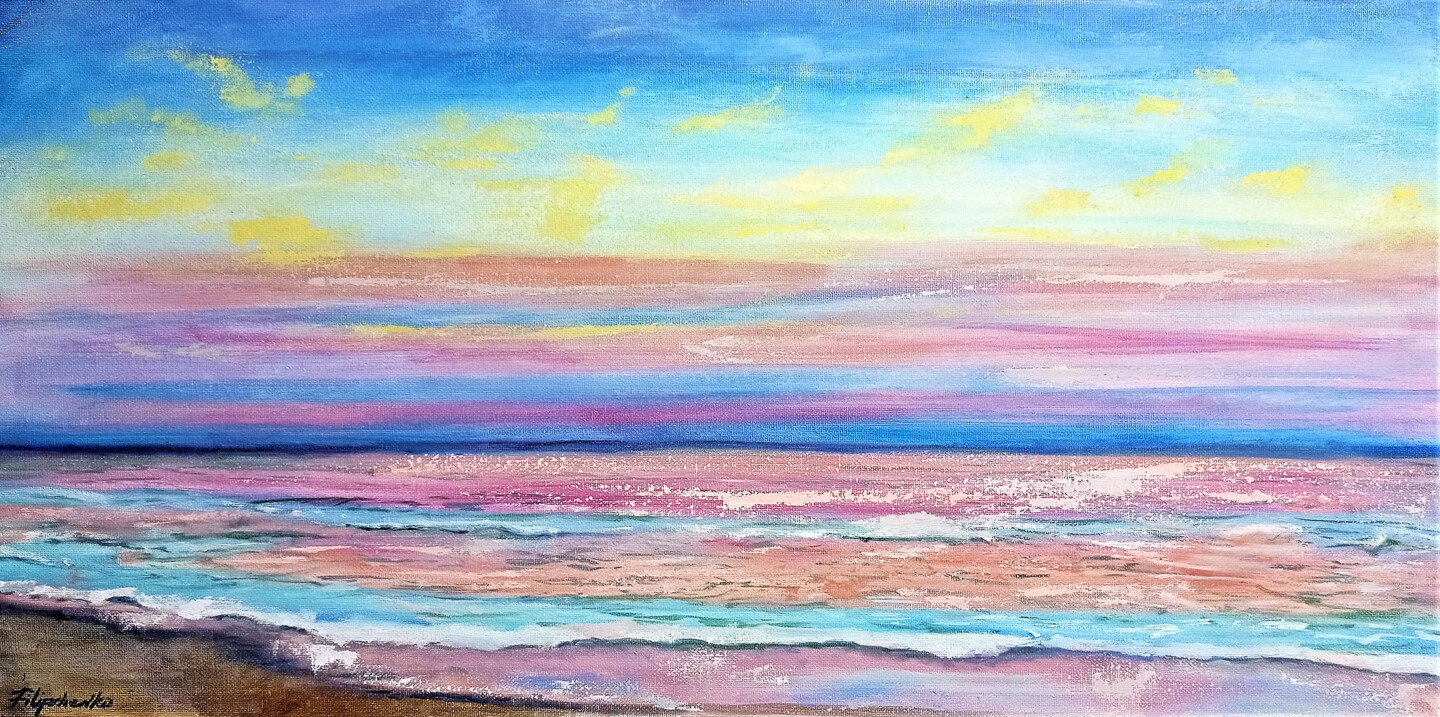 Virginia Beach Painting Sunset Ocean Ori, Painting by Viktoriya Filipchenko | Artmajeur