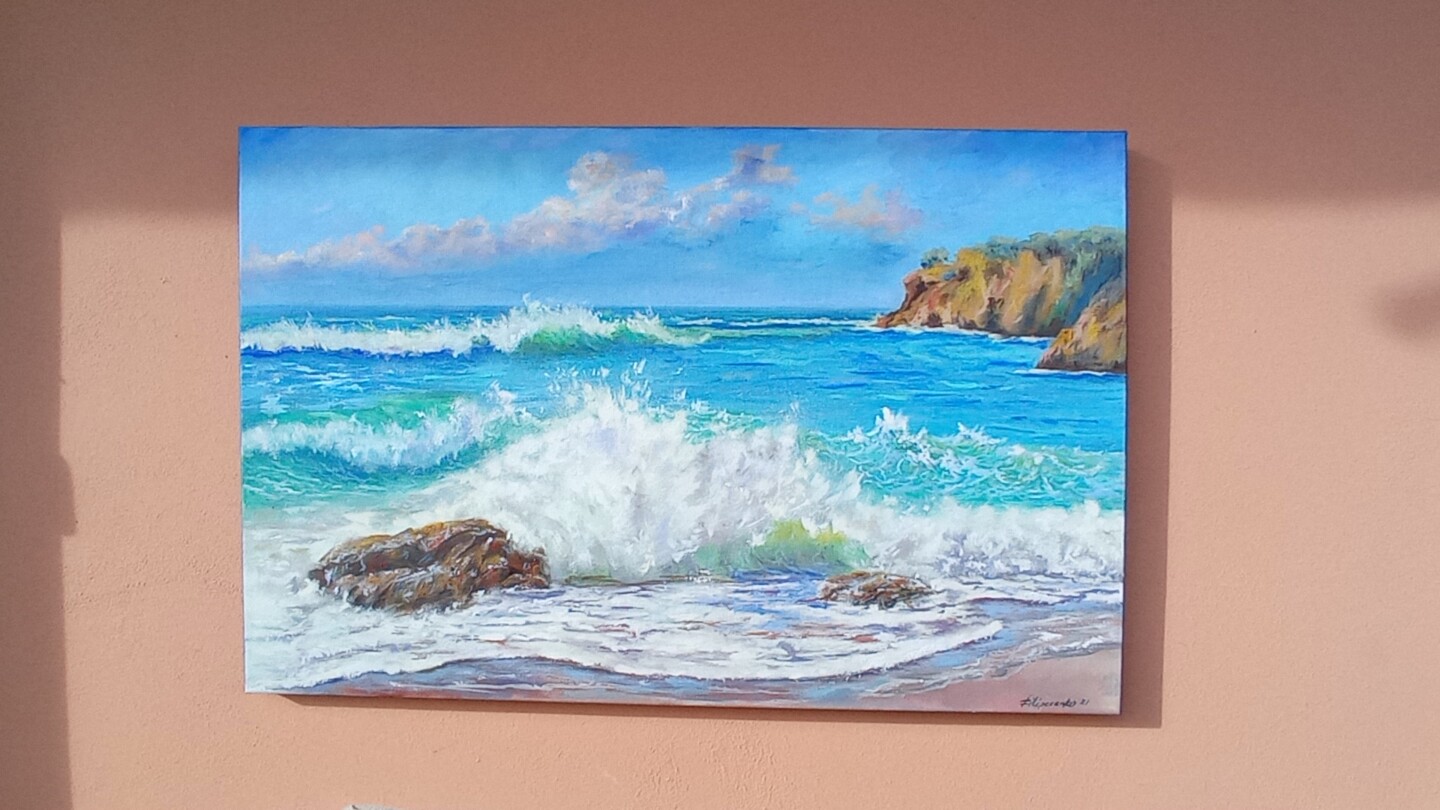 Virginia Beach Ocean Original Painting, Painting by Viktoriya Filipchenko | Artmajeur