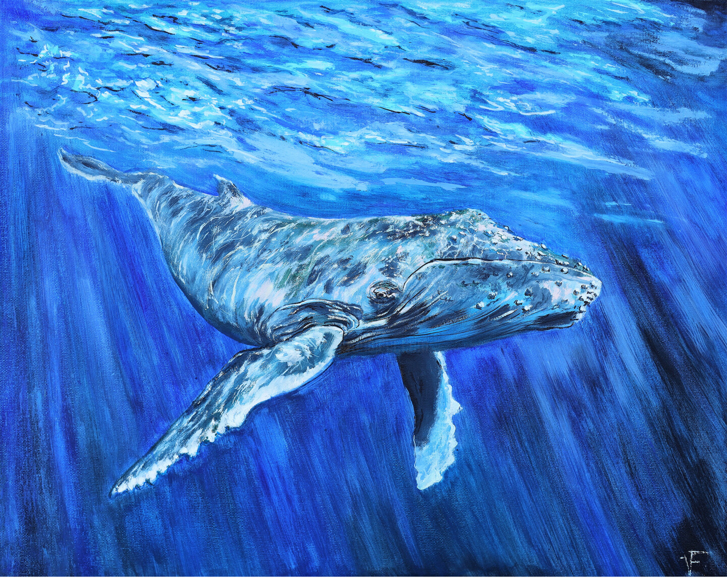 The Big Blue Whale., Painting by Viktoriya Filipchenko | Artmajeur