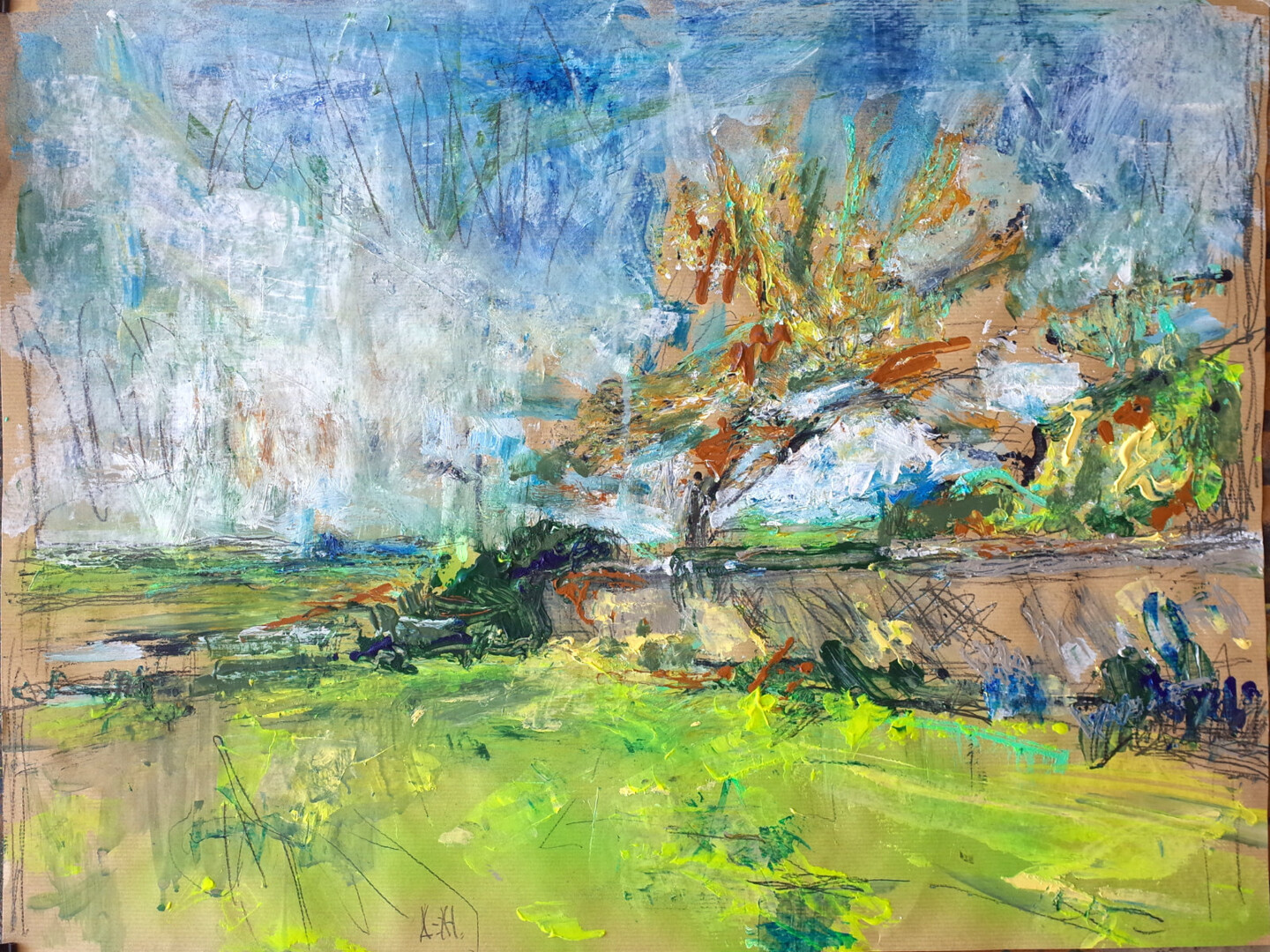 Bordure De Village, Schilderij door Xavier Auffret | Artmajeur