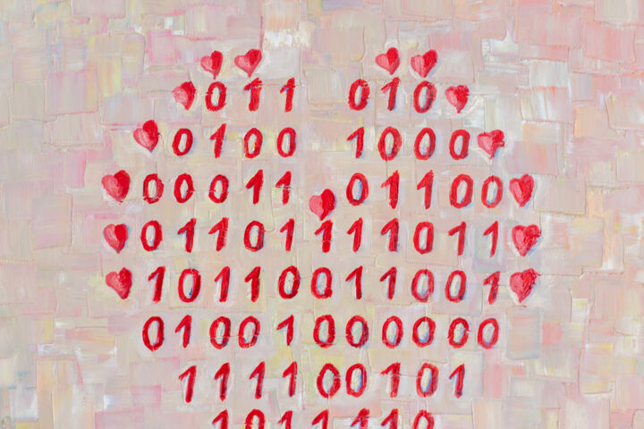 I Love You. Binary Code. Valentine., Peinture par Galina Vasiljeva ...
