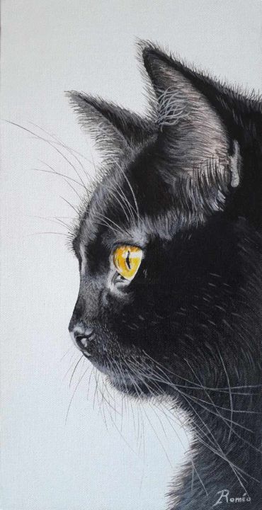 Chat Noir, Peinture par Brigitte Roméo | Artmajeur