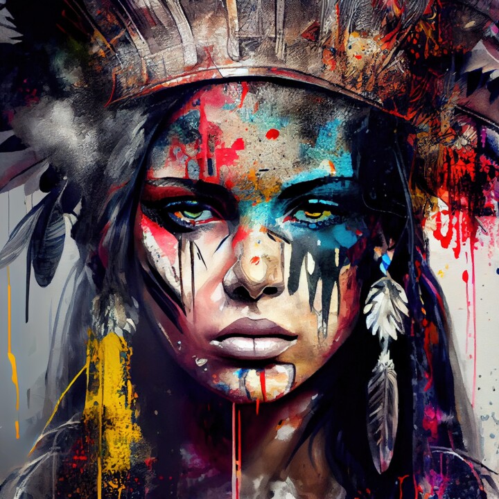 Native American Woman Warrior Art