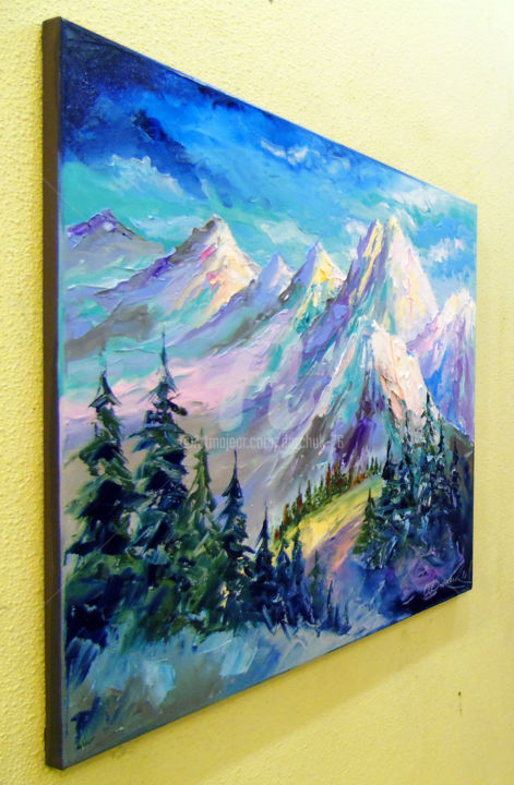 Snowy Mountains, Painting by Olha | Artmajeur