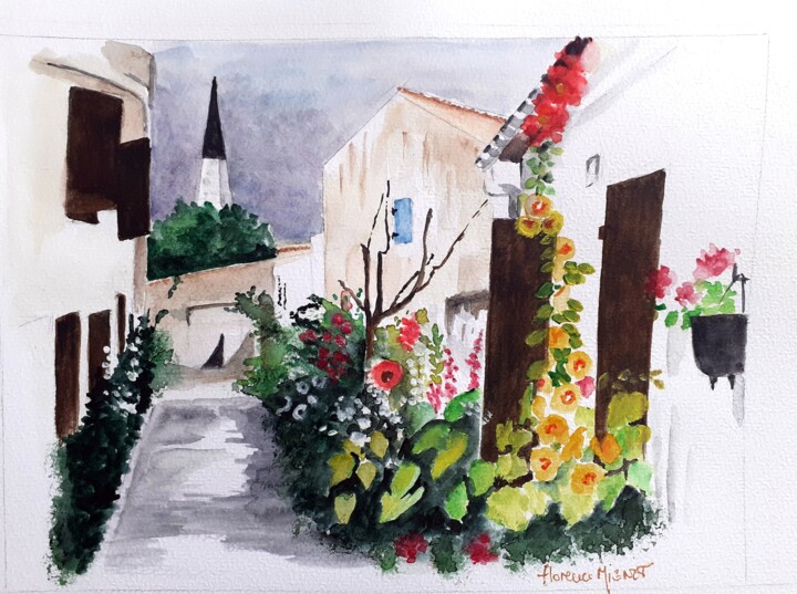 Ruelle À L'ile De Ré, Peinture par Florence Mignot | Artmajeur