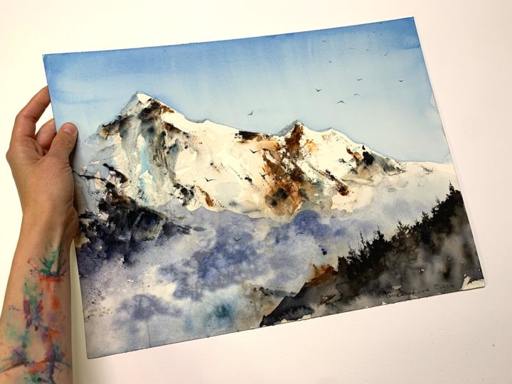 Snowy Mountains #2, Peinture par Eugenia Gorbacheva | Artmajeur
