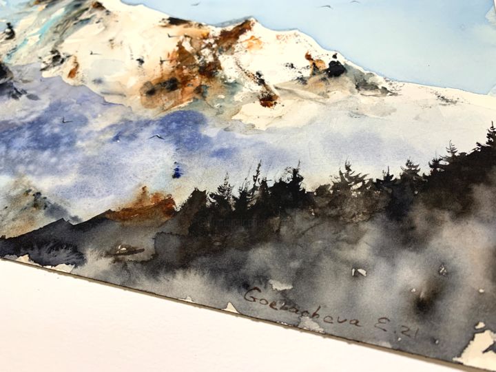 Snowy Mountains #2, Peinture par Eugenia Gorbacheva | Artmajeur