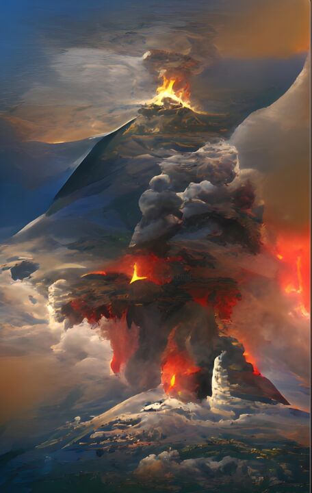 Volcano Eruption Painting