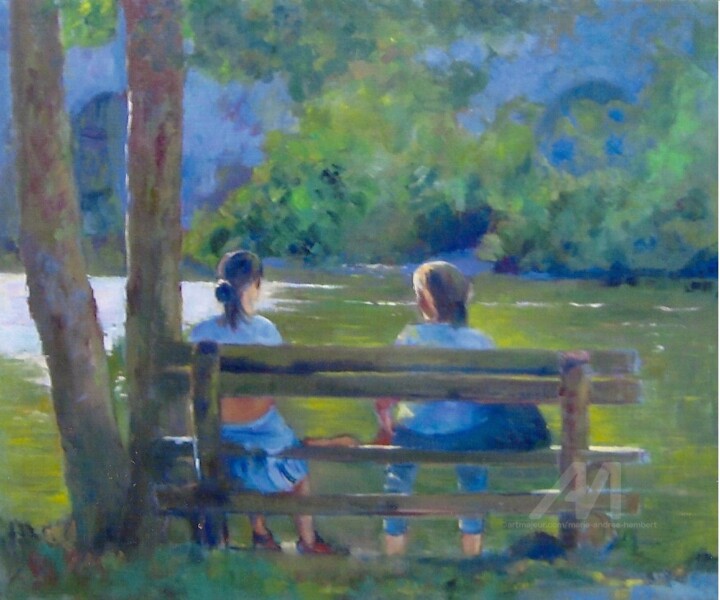 Le Banc, Peinture par Marie Andrée Hembert | Artmajeur