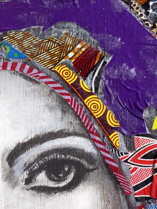 African Fabric Collage, Black Woman Art,, Collages by Jafeth Moiane | Artmajeur