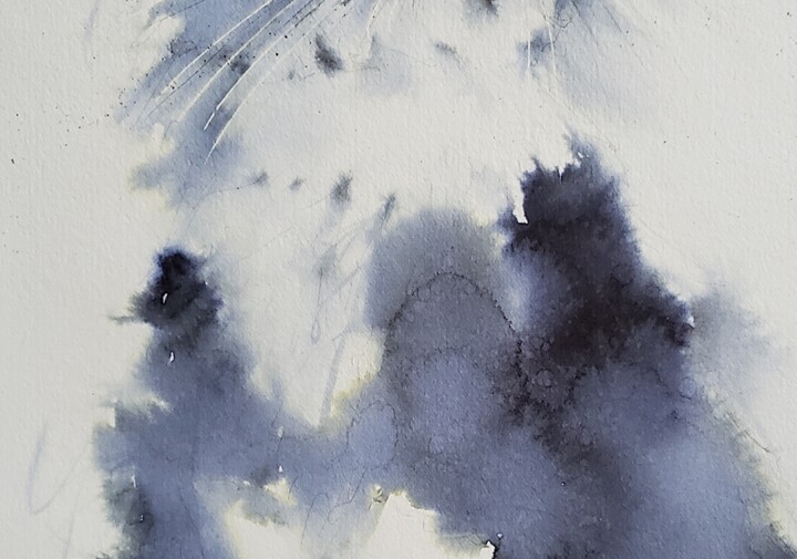 Chat Noir Et Blanc Ii, Peinture par Muriel Mougeolle | Artmajeur