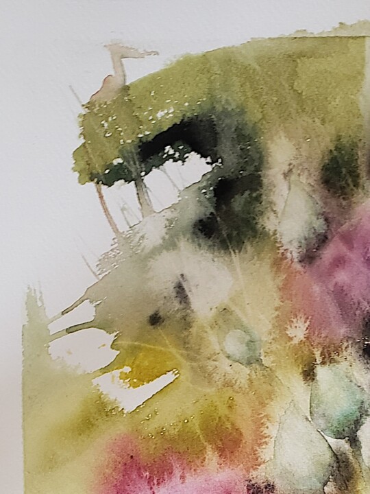 Roses Trémières Au Jardin, Malerei von Muriel Mougeolle | Artmajeur