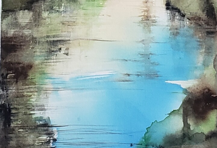 Crépuscule Sur La Rivière, Peinture par Muriel Mougeolle | Artmajeur