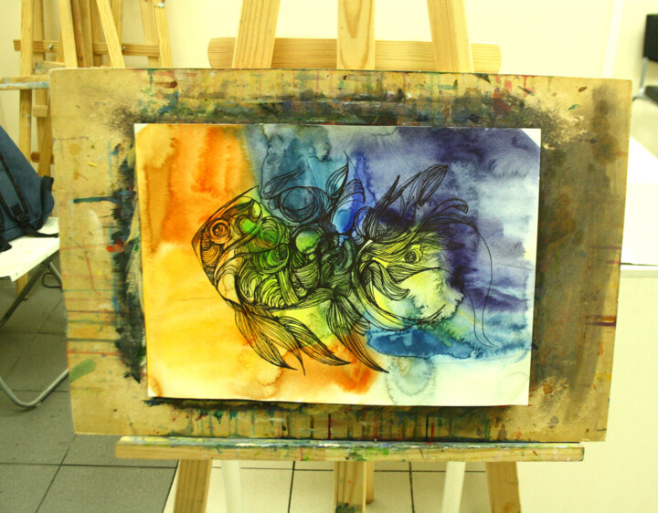 8 Fish Of The Future, Pintura por Olya Kartavaya | Artmajeur