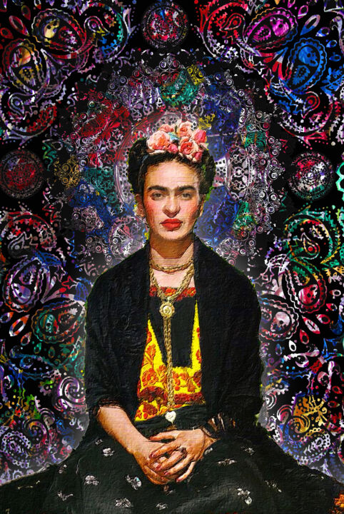 Frida Kahlo Colorfull Color, Painting by Tony Rubino | Artmajeur