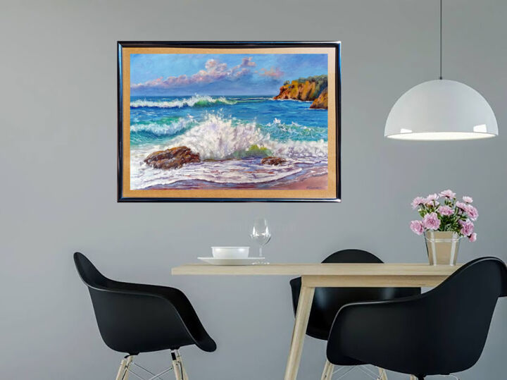 Virginia Beach Ocean Original Painting, Painting by Viktoriya Filipchenko | Artmajeur
