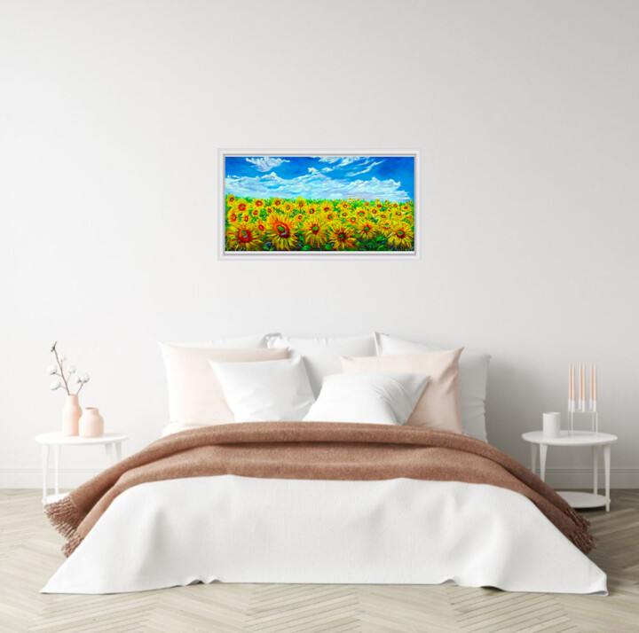 Sunflower Field Of Tuscany Painting, Painting by Viktoriya Filipchenko | Artmajeur