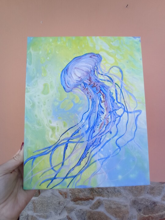 Small Jellyfish Underwater Animals., Pintura por Viktoriya Filipchenko | Artmajeur